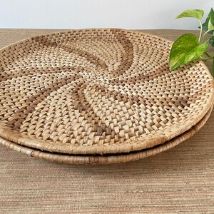 Vintage Large Round Wall Baskets With Swirl Design Set of Two Woven ...