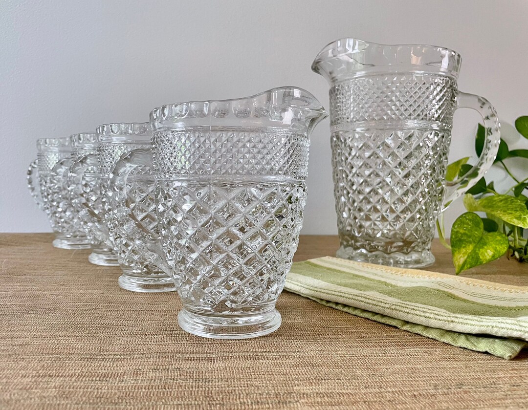 Vintage Wexford Pitcher and Juice Pitchers Anchor Hocking Diamond Cut ...