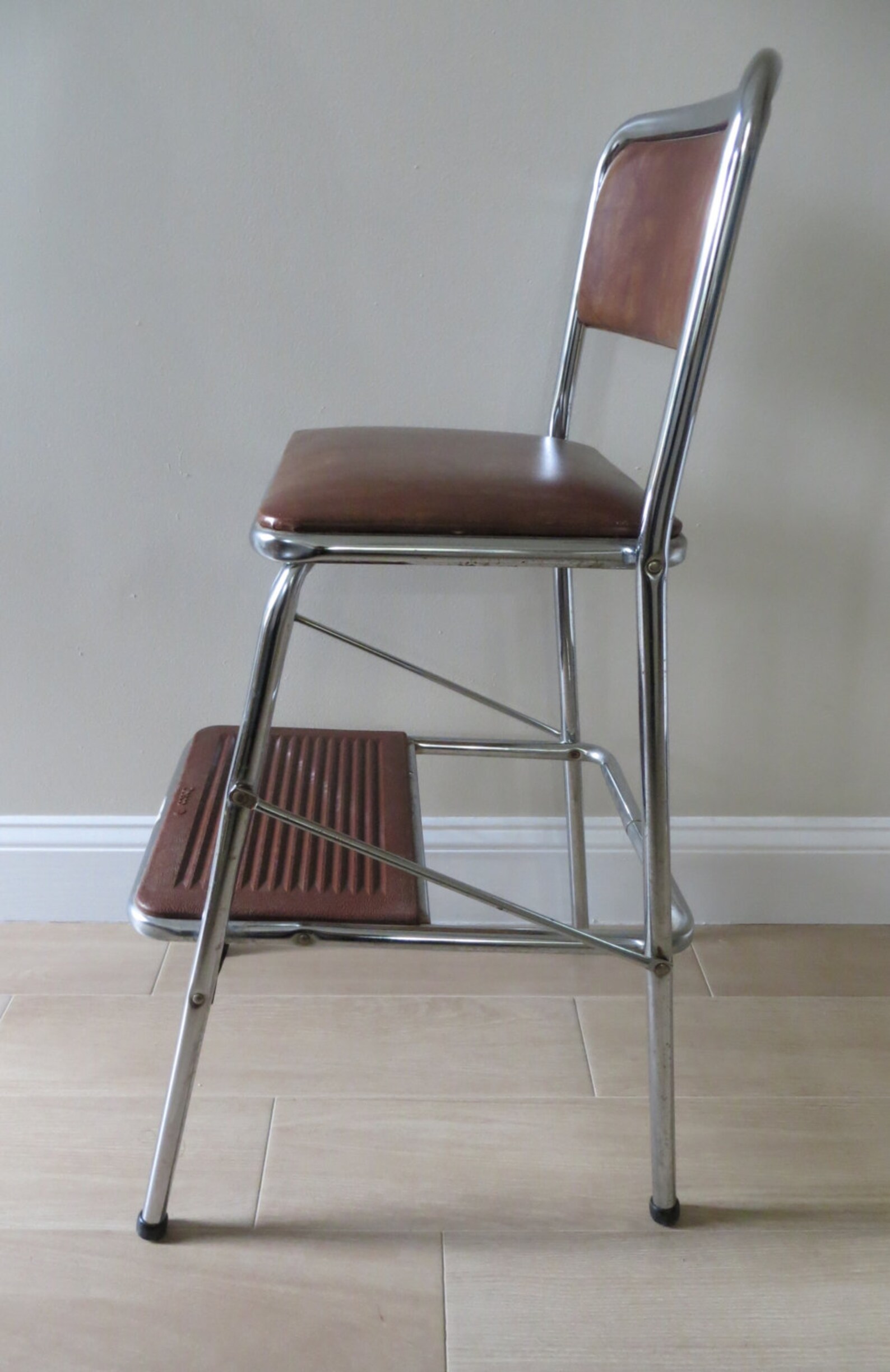 Vintage Mid Century Cosco Step Stool Cushioned Seat and Back | Etsy