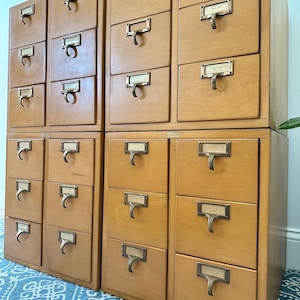 Four Vintage Brodart Wood Library Card Catalogs With Brass Handles 24 ...