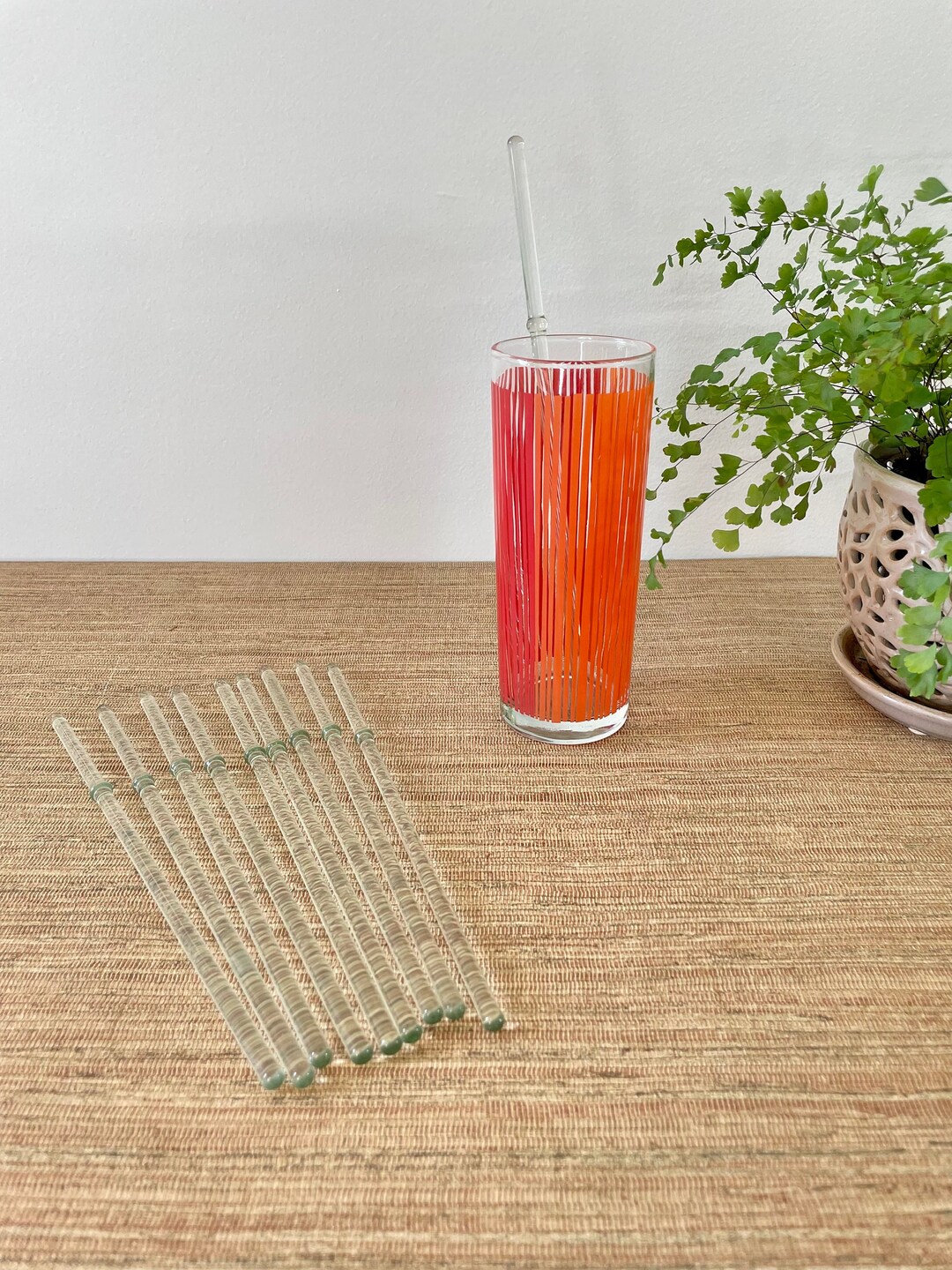 Vintage Clear Glass Swizzle Sticks - Cocktail Stirrers - 10" With Knob ...