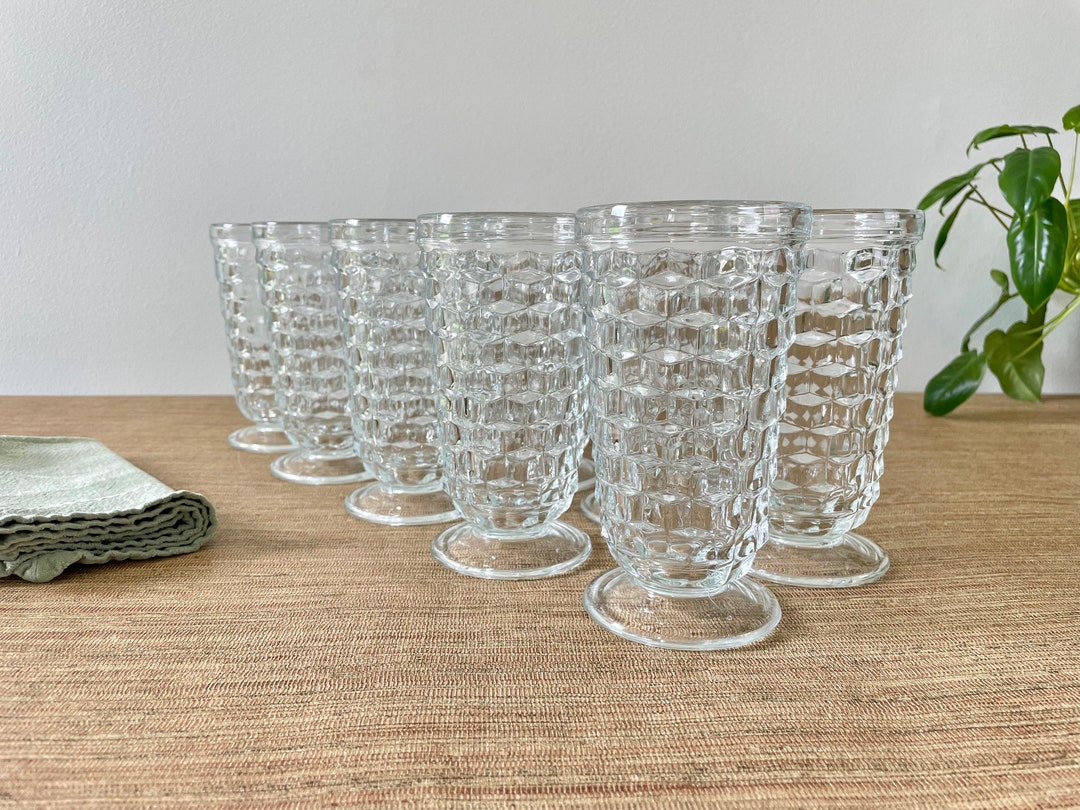 Vintage American Whitehall Clear Ice Tea Glasses Cubist Style Indiana