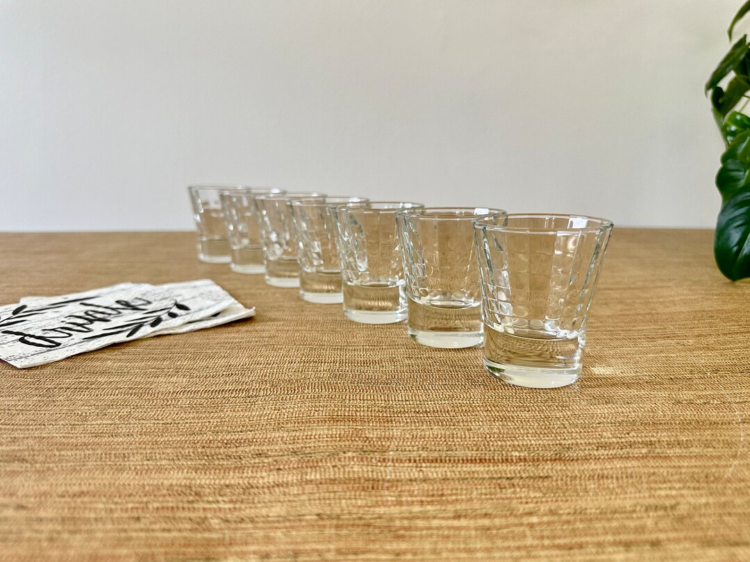 Vintage Shot Glasses by Circleware - Set of 7 - Geometric Design - Etsy