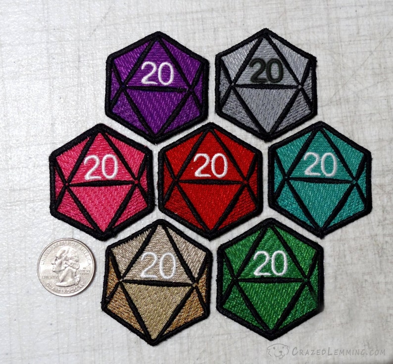 Small D20 Dice Iron-on Patch Embroidered - Etsy