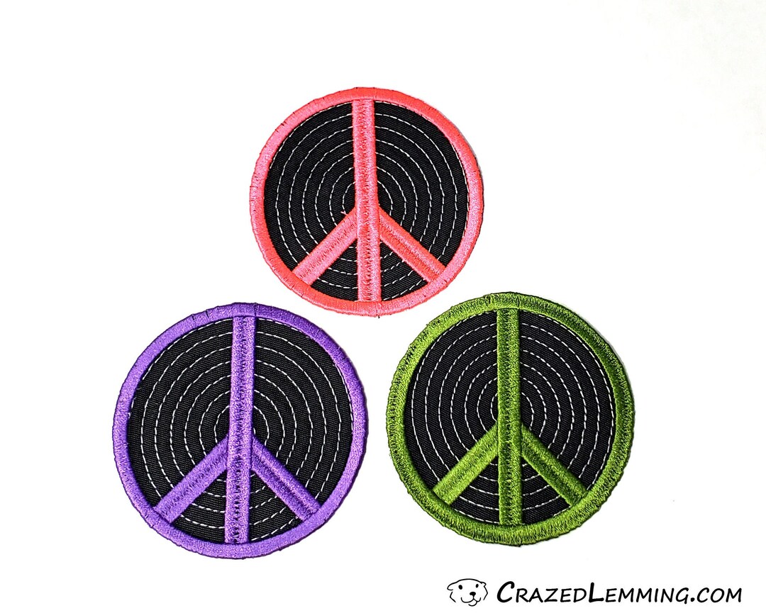 Peace Sign Embroidered Patch - Iron on - Pink Green Purple - Etsy