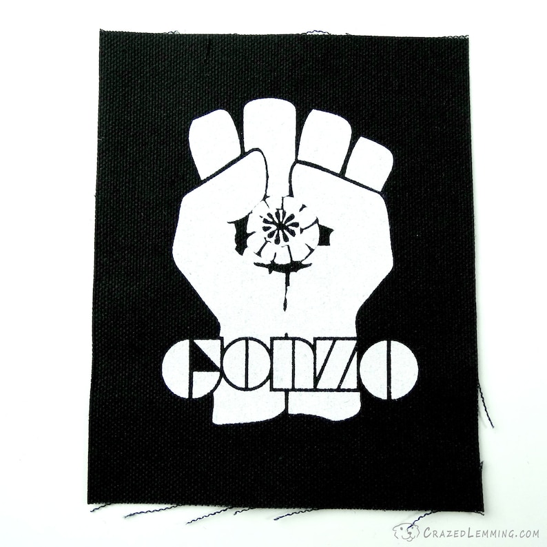 Gonzo Fist Screen Printed Sew on Punk Patch on Black Canvas - Etsy