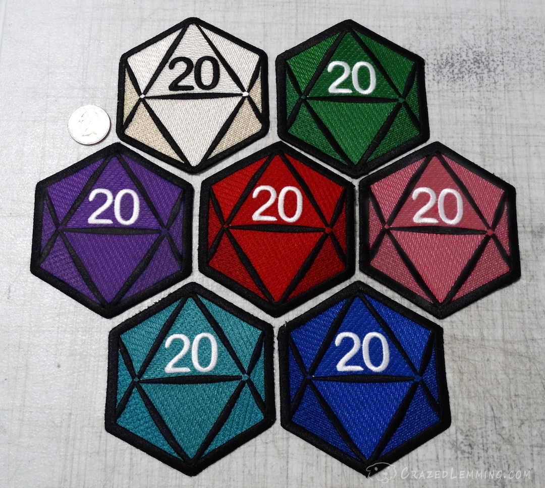 Big D20 Dice Iron-on Patch - Embroidered - Etsy