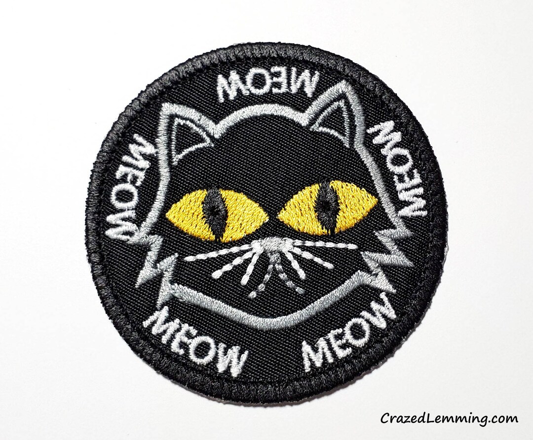 Kitty Cat Meow Meowing Embroidered Patch - Iron On - Etsy