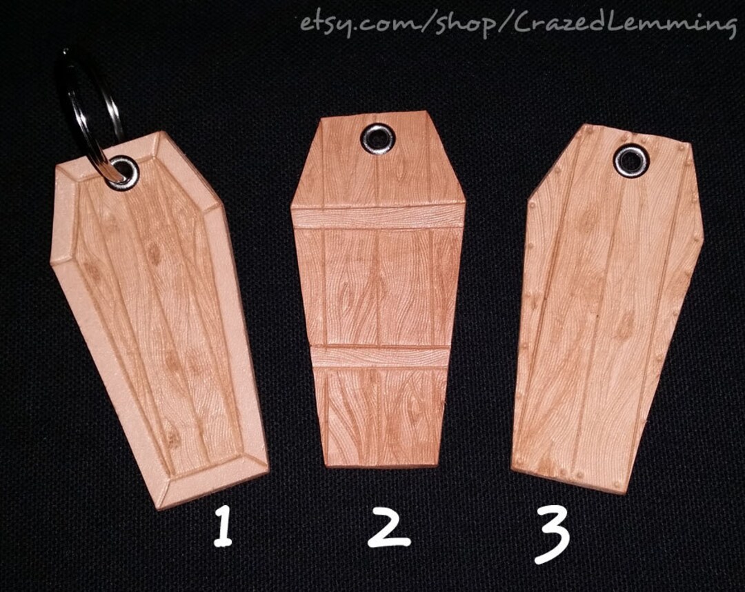 Leather Coffin Keychain Hand Tooled Carved Keyring Fob - Etsy