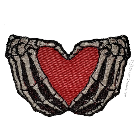 Skeleton Hands Red Heart Embroidered Patch Iron On - Etsy
