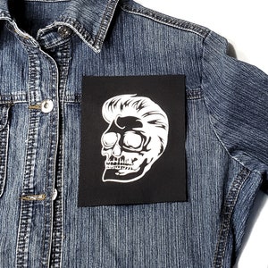 Rockabilly Greaser Skull - Screenprinted Canvas Sew-on Patch - Etsy