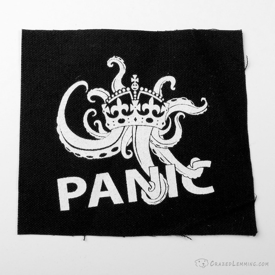 Panic English Crown Sew on Punk Patch Hand Screen Printed Keep Calm ...