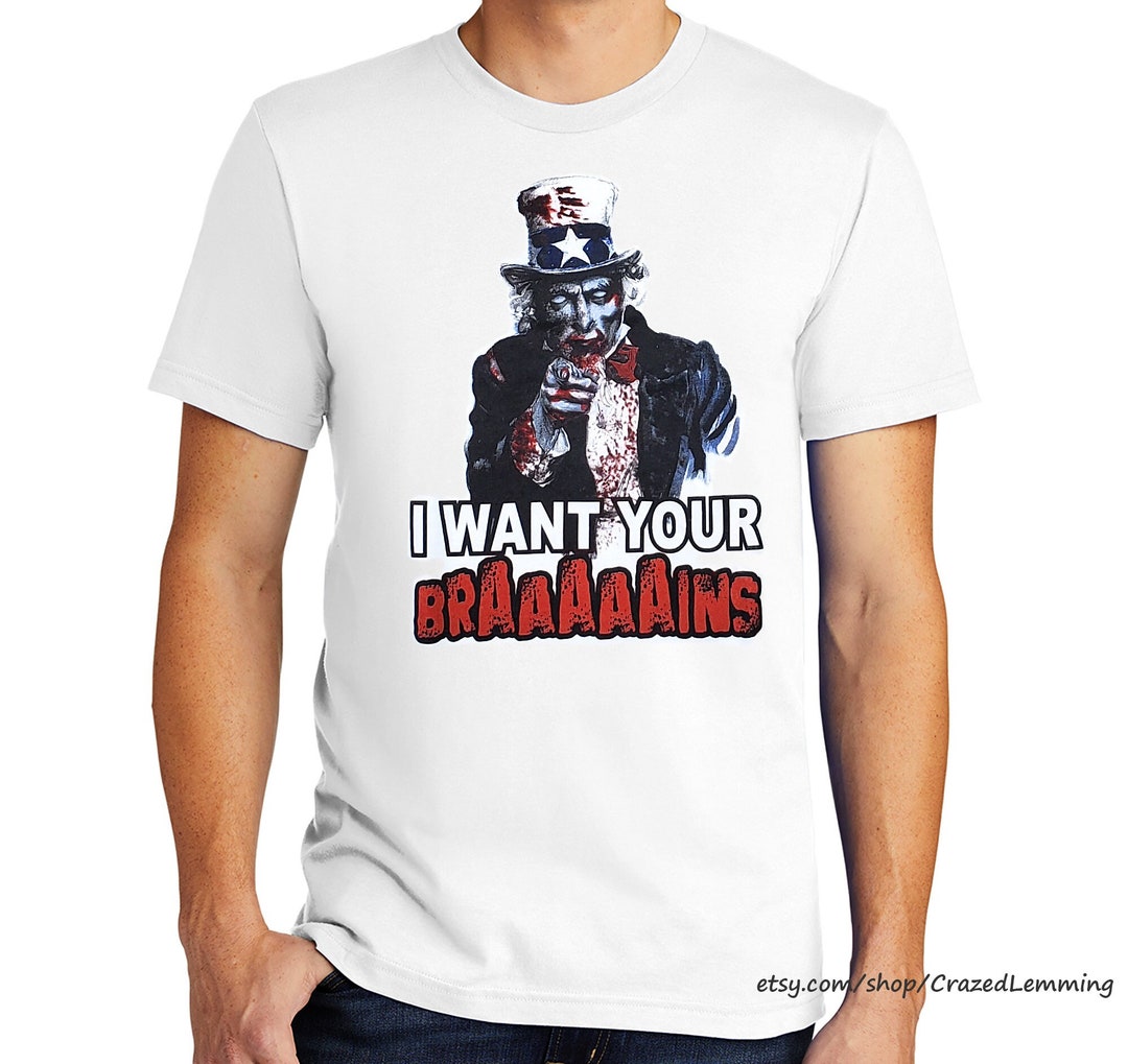 Zombie Uncle Sam I Want Your Brains Patriotic Horror T-shirt - Etsy