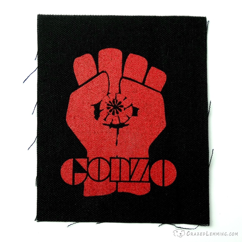 Gonzo Fist Screen Printed Sew on Punk Patch on Black Canvas - Etsy
