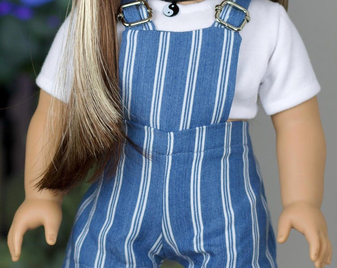 18 Inch Doll Striped Shortalls | Overalls Light Weight Denim - Etsy
