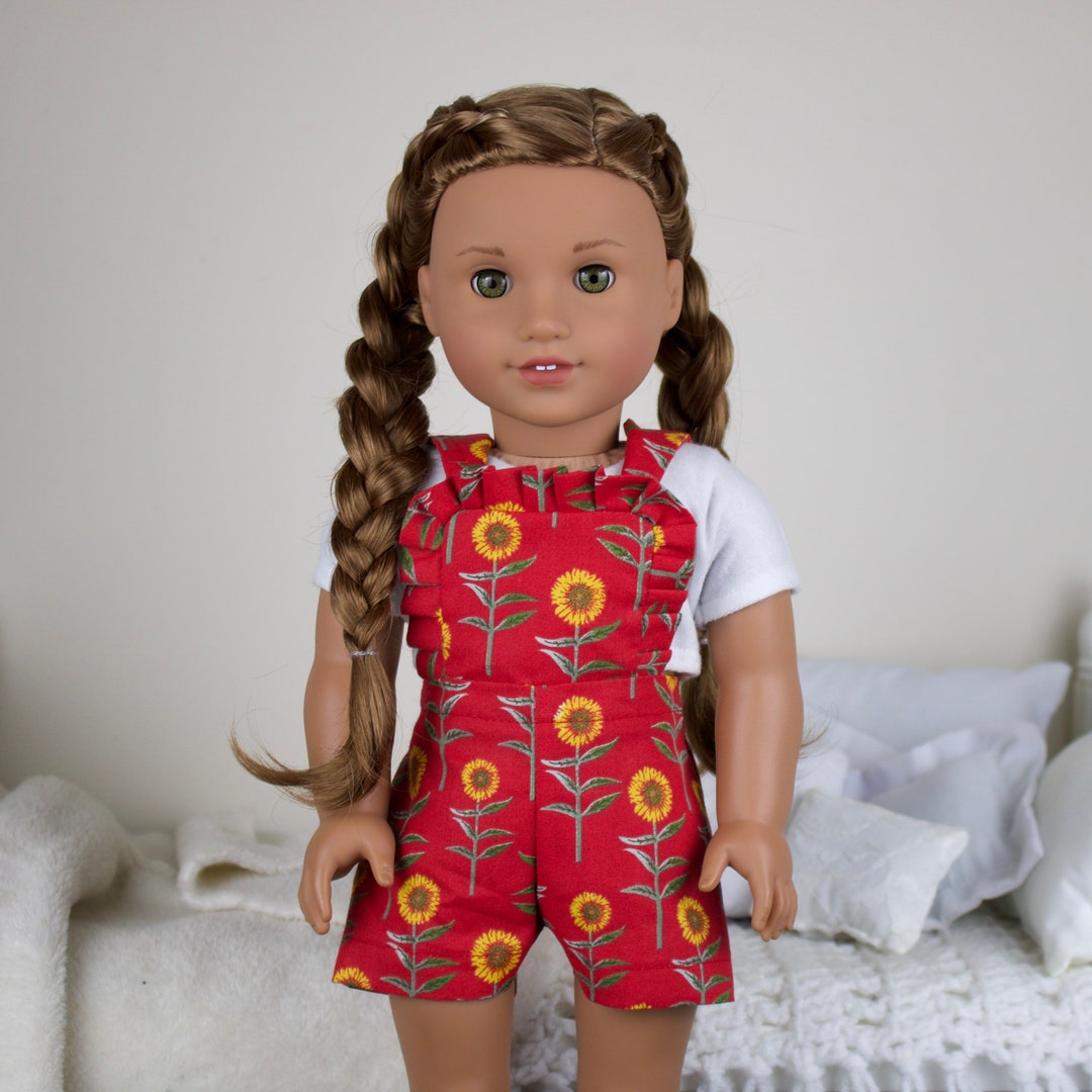 18 Inch Doll Sunflower Overalls | Red Overalls - Etsy