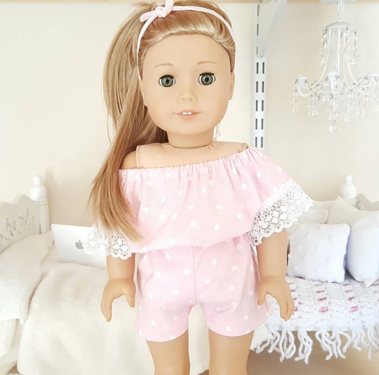 18 inch doll pink romper | Etsy
