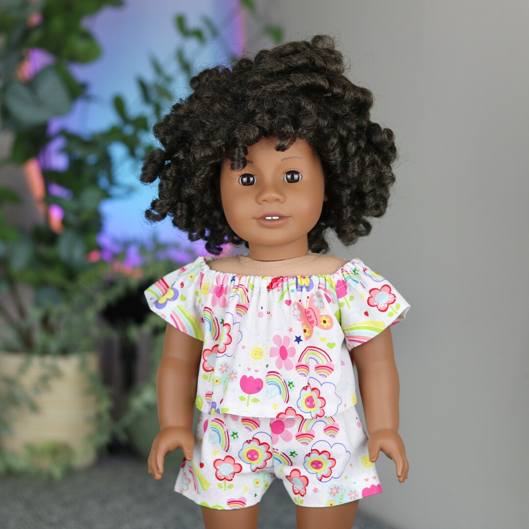 18 Inch Doll Pajama Set Shorts or Top/whimsical Rainbow Pajama Set Pj ...