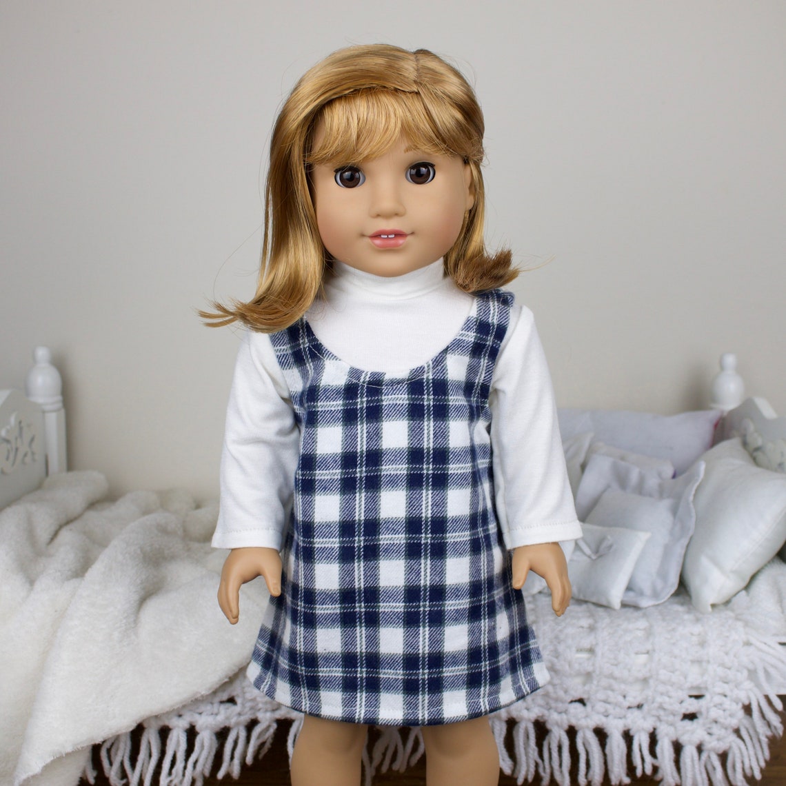 18 Inch Doll Plaid Jumper Ivory Turtle Neck Flannel Jumper | Etsy