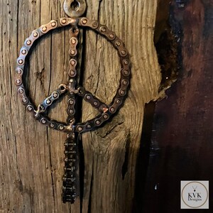 Unique Peace Sign Bike Chain Wall Hook Handcrafted Metal Industrial ...