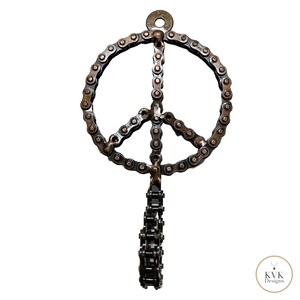 Unique Peace Sign Bike Chain Wall Hook Handcrafted Metal Industrial ...