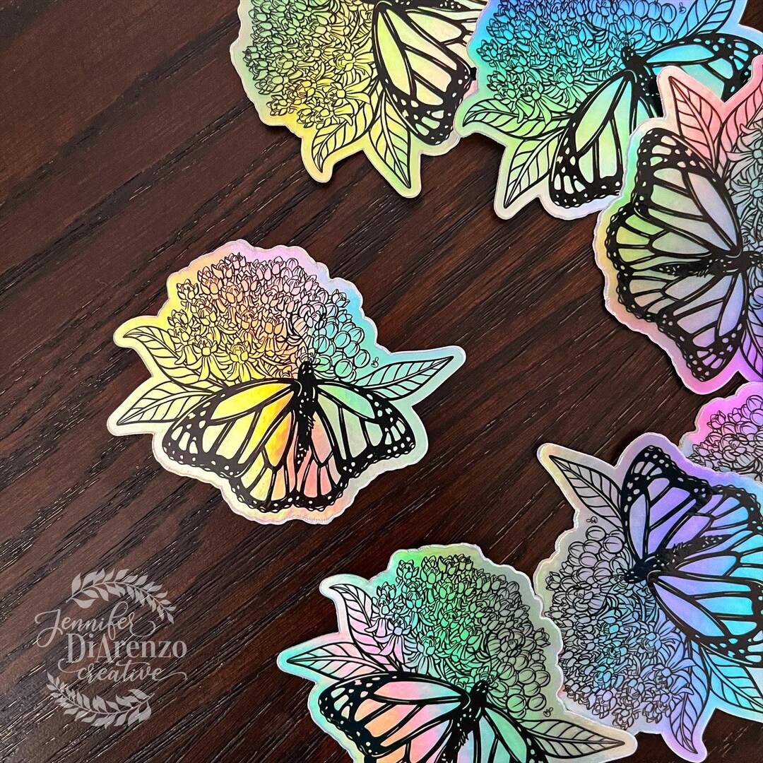 Holographic Butterfly Sticker / Monarch Butterfly Sticker / Butterfly ...