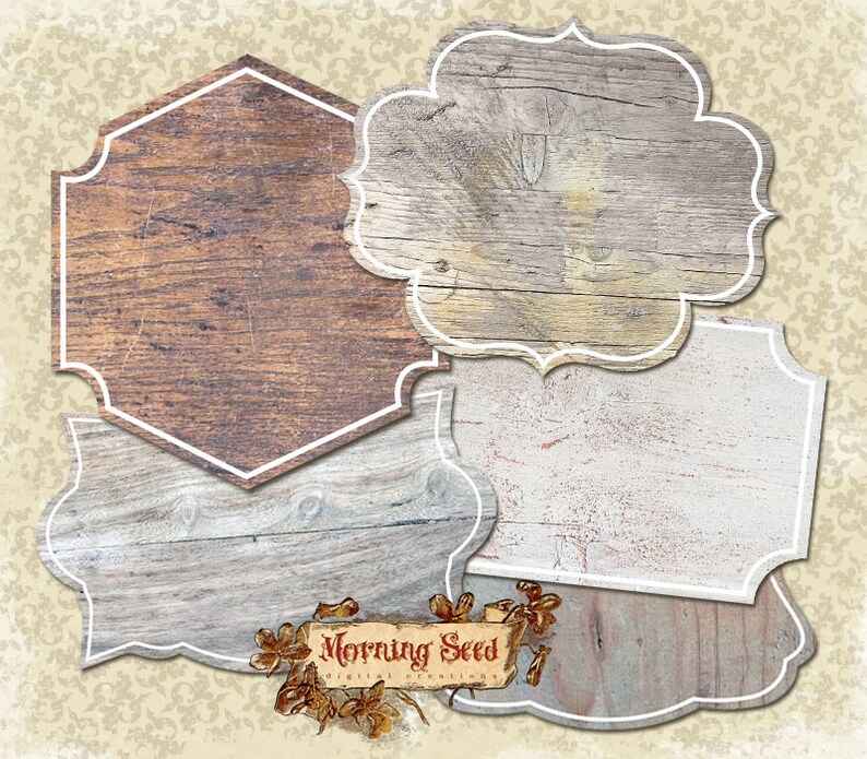 Rustic label set 24 designs Instant download Wood Stone | Etsy