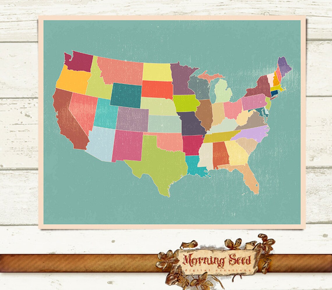 United States Map Wall Art 5 Size High Resolution Printables - Etsy
