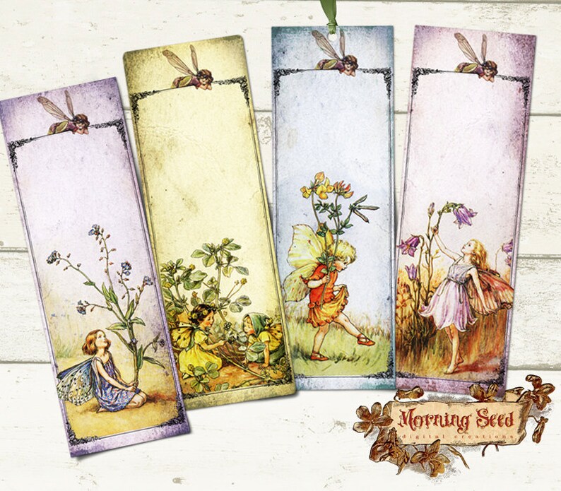 Fairy bookmarks Printable bookmark 2 x 6 inch size Set of 4 | Etsy