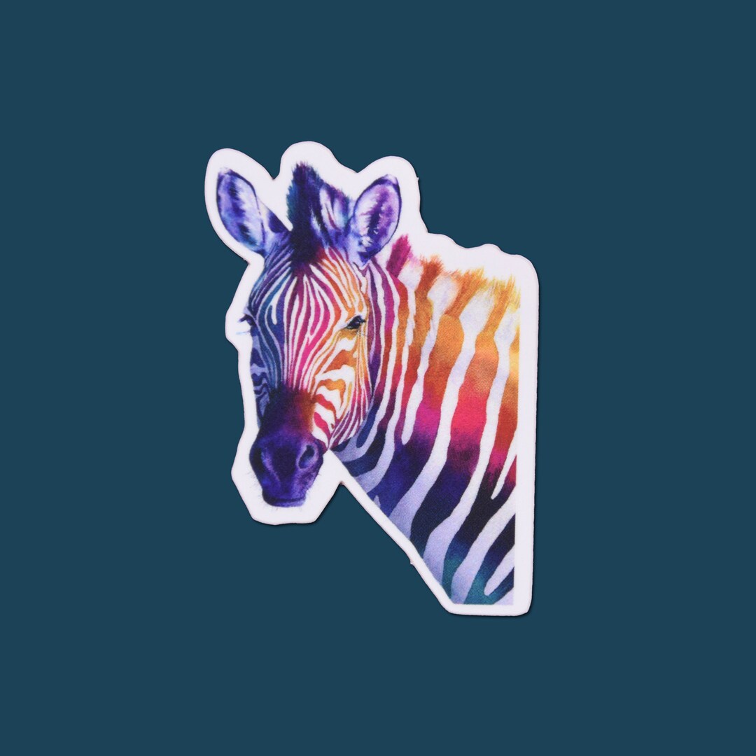 Sunset Zebra MINI Die Cut Sticker | Zebra, Sunset Zebra, Rainbow Zebra ...