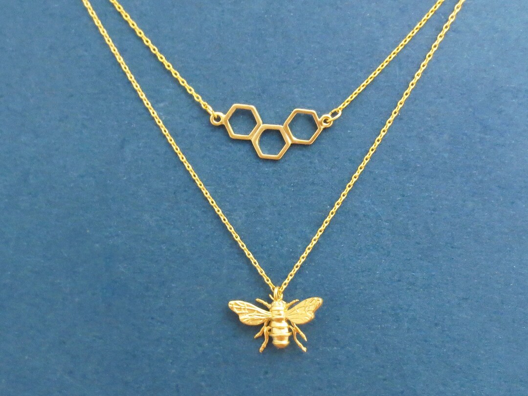 Bumble Bee Necklace, Honey Bee Necklace, Save the Bees, Bee Comb ...