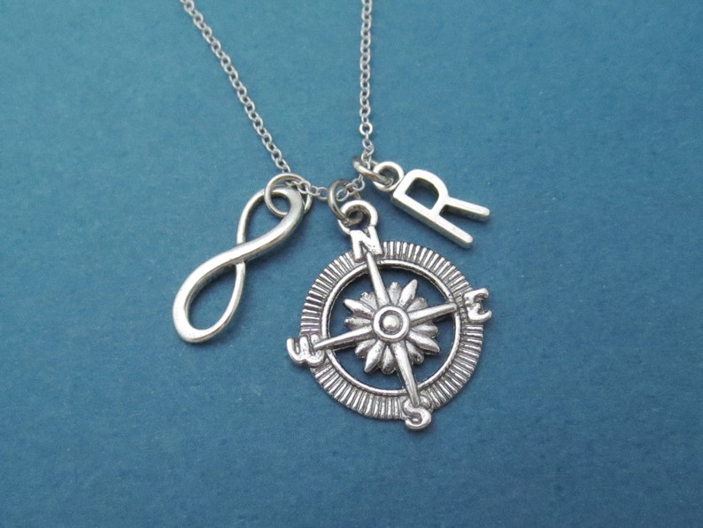 Personalized, Letter, Initial, Infinity, Sign, Compass, Necklace ...