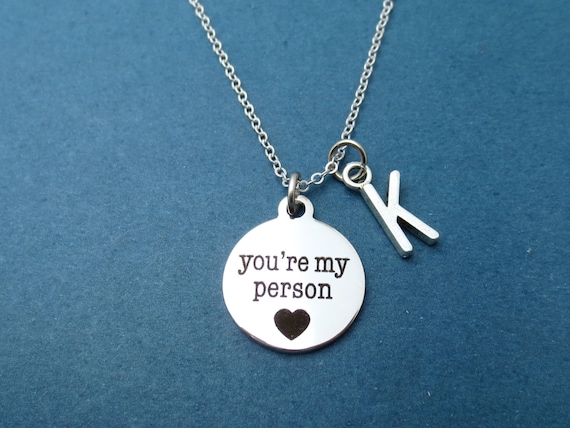 Personalized gift You're my person neckace Heart Initial | Etsy