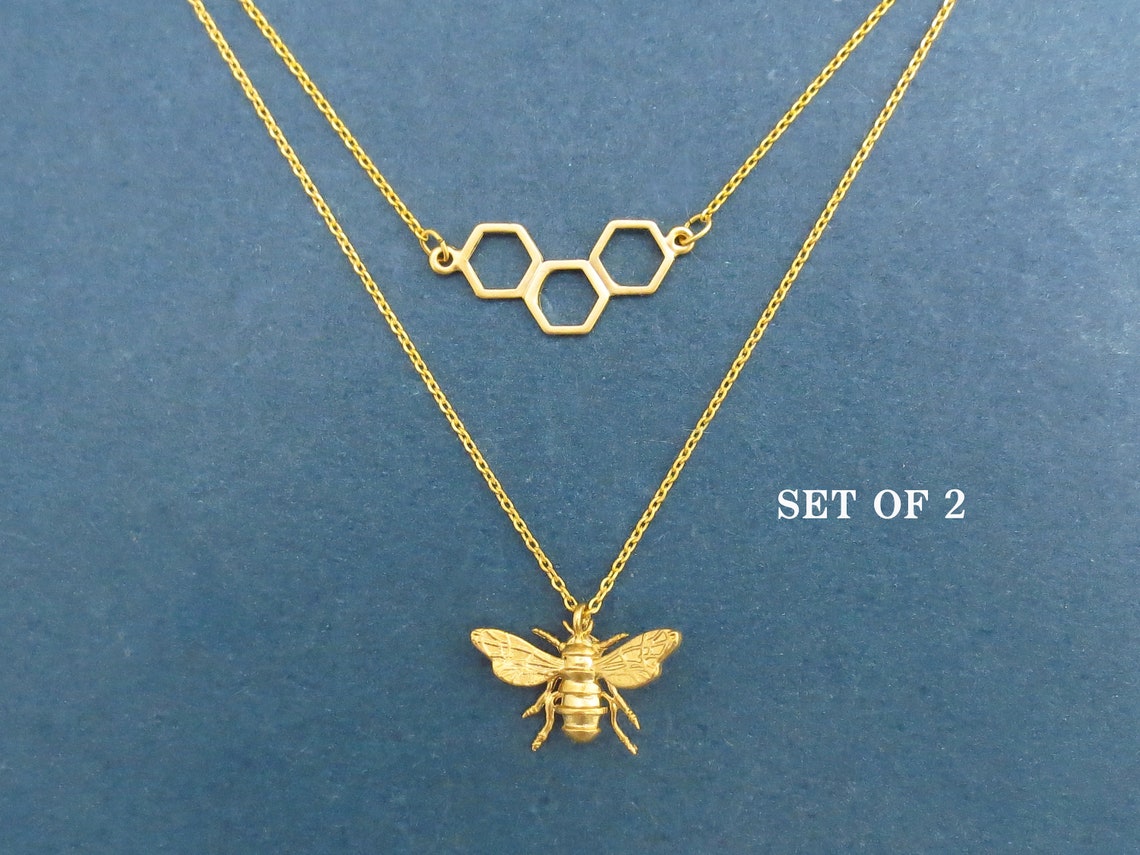 Bumble Bee Necklace, Honey Bee Necklace, Save the Bees, Bee Comb ...