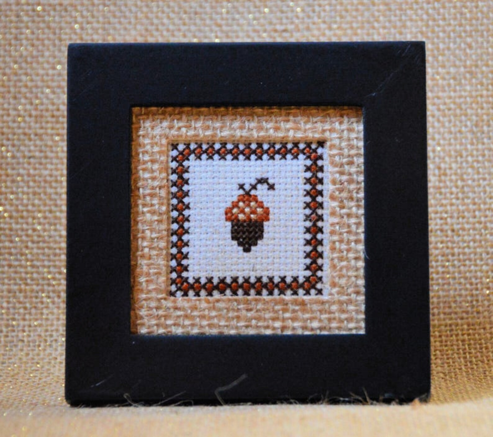 Acorn Cross Stitch Framed - Etsy