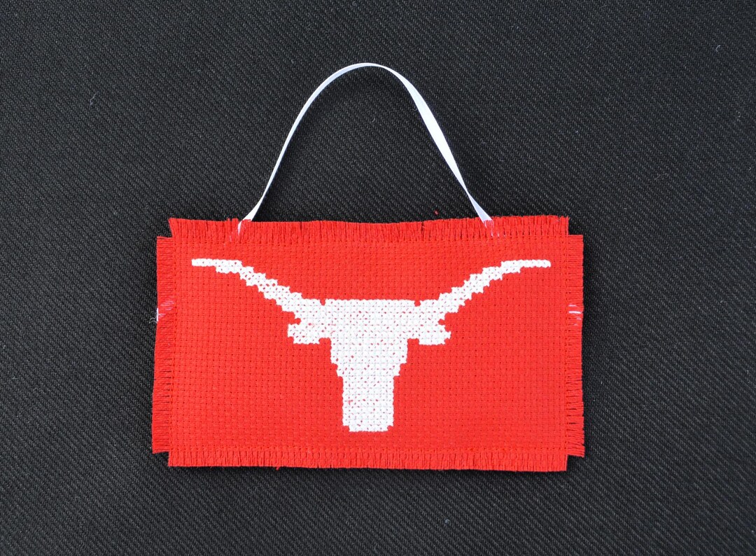 Texas Longhorn Steer Cross Stitch Christmas Ornament Handmade Custom ...