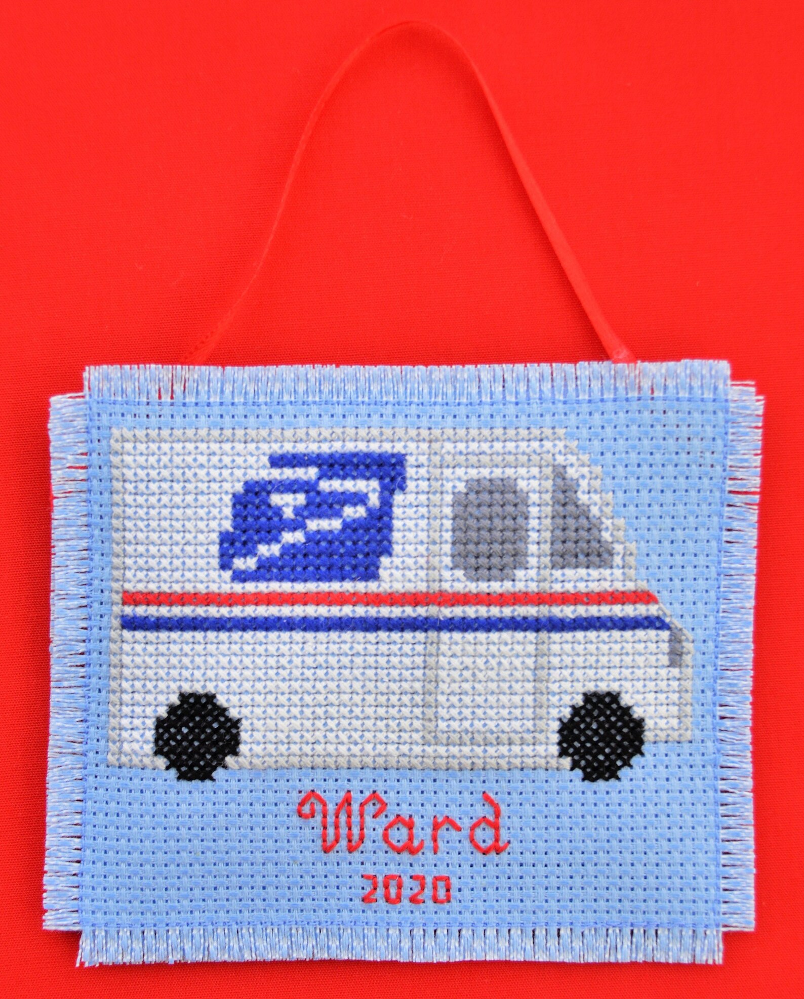Mail Truck Christmas Ornament Handmade Cross Stitch | Etsy