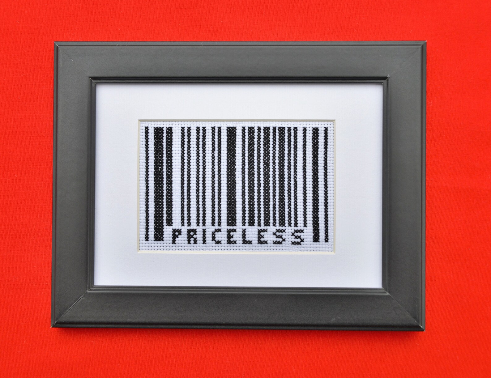 Priceless Cross Stitch Handmade Gift With Scanner Code 5 X 7 Framed - Etsy