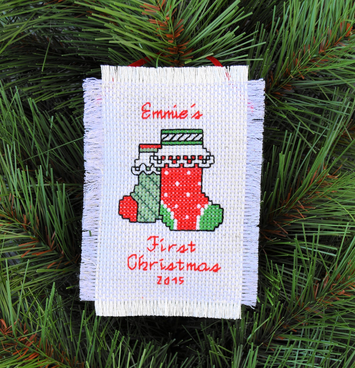 Baby's First Christmas Cross Stitch Ornament Personalized - Etsy