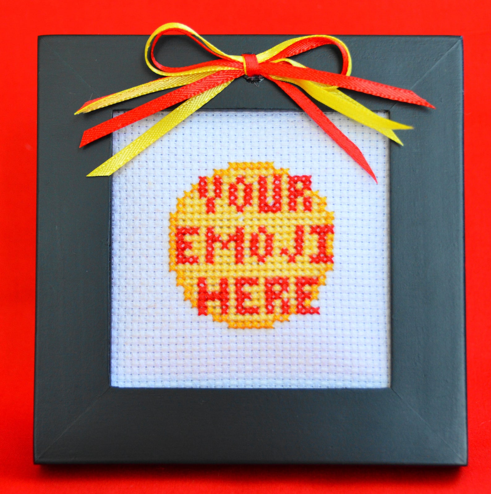 Customized Cross Stitch Emoji Handmade Embroidered Framed - Etsy