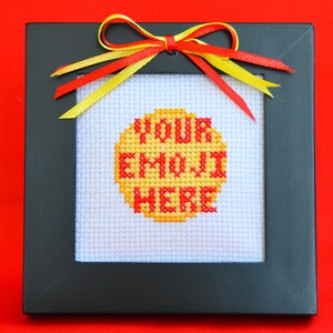 Customized Cross Stitch Emoji Handmade Embroidered Framed Emoji Picture ...
