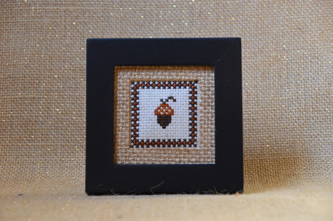 Acorn Cross Stitch Framed | Etsy
