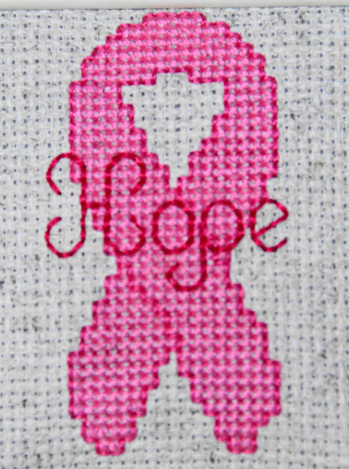 Breast Cancer Pink Ribbon Cross Stitch Framed With Hope or Any Text - Etsy