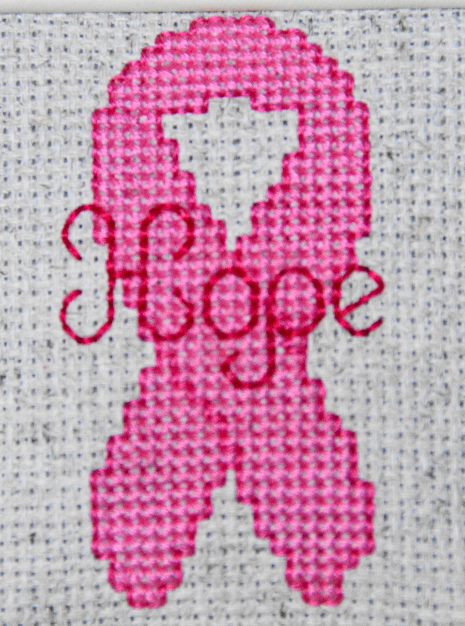 Breast Cancer Pink Ribbon Cross Stitch Framed With Hope or Any - Etsy