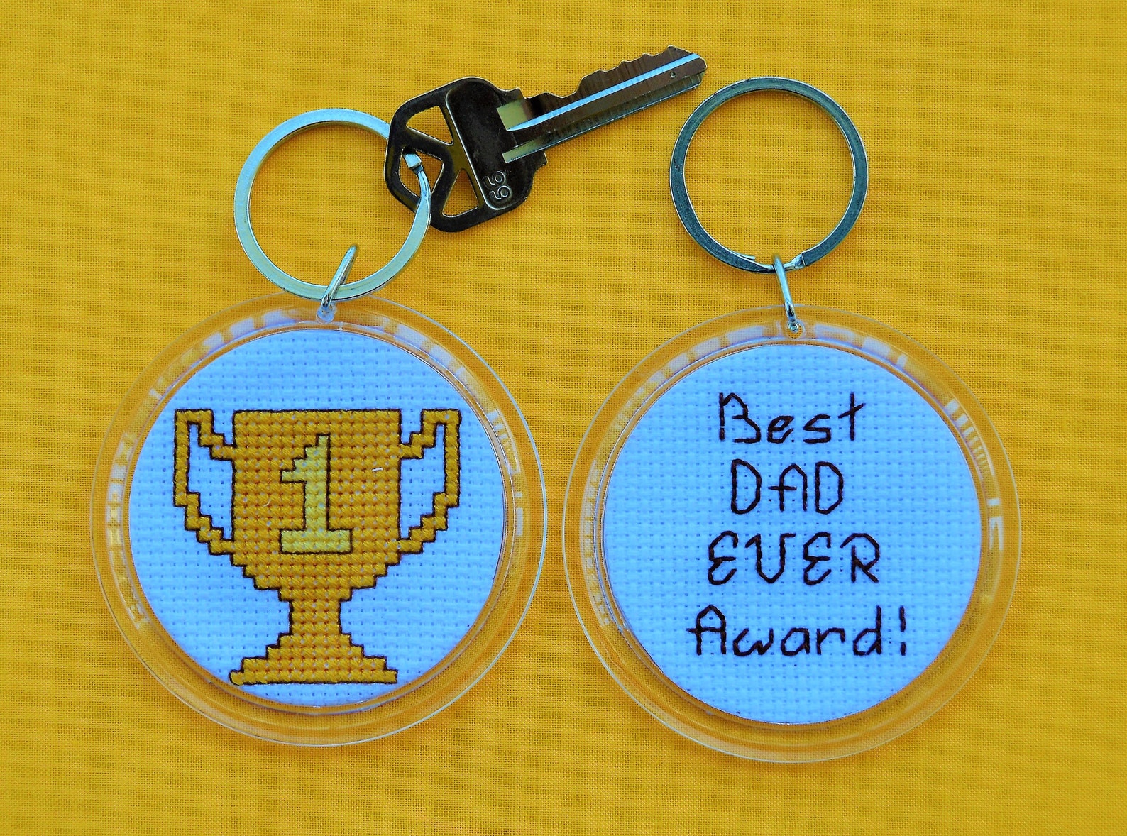 Father's Day Keychain Gift Cross Stitch Personalized - Etsy