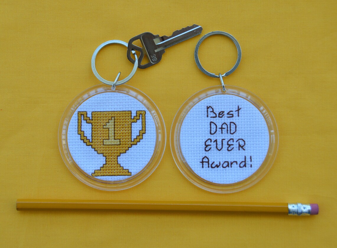 Father's Day Keychain Gift Cross Stitch Personalized - Etsy