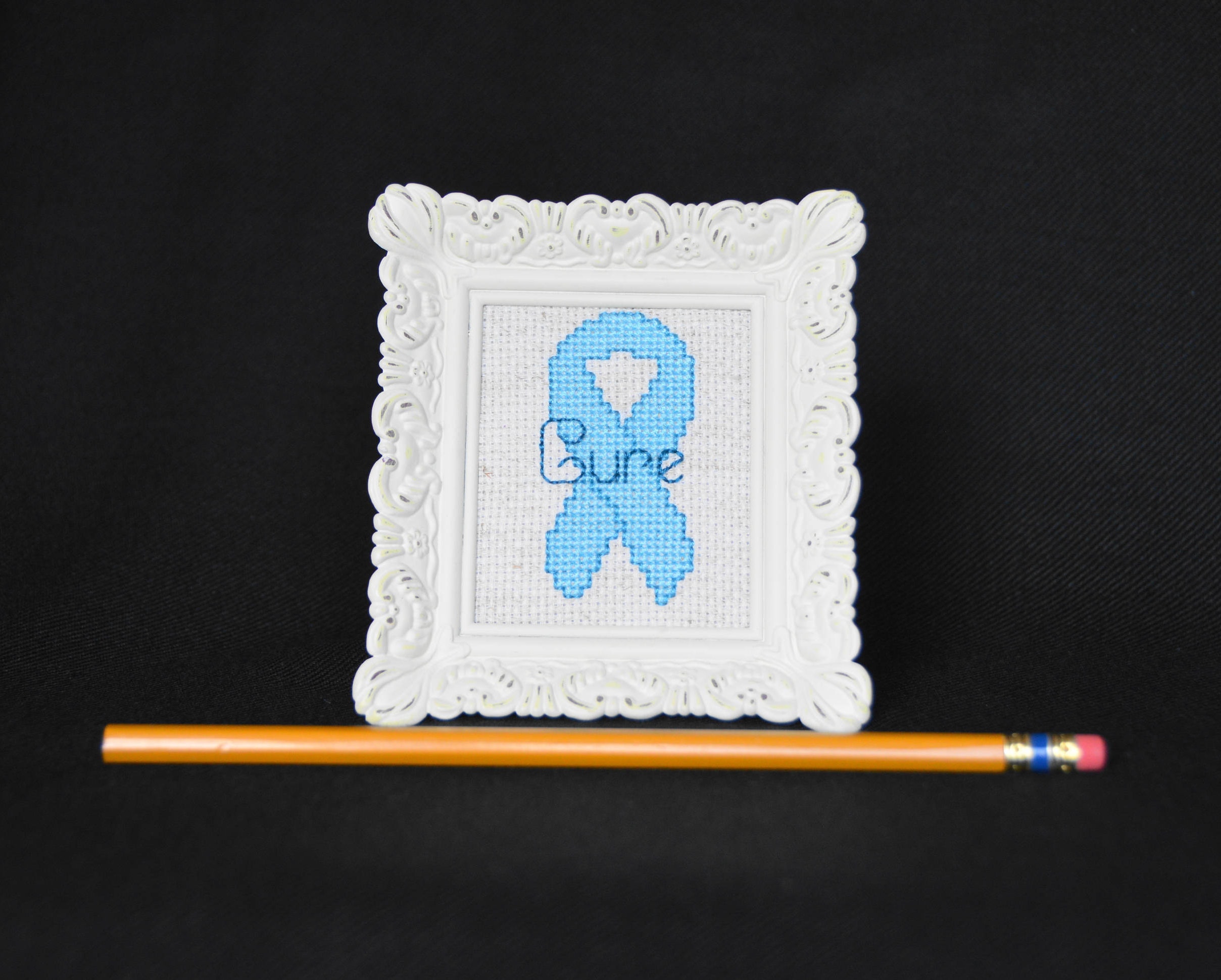 Cancer Ribbon Teal Ovarian Cancer Cross Stitch Framed With - Etsy