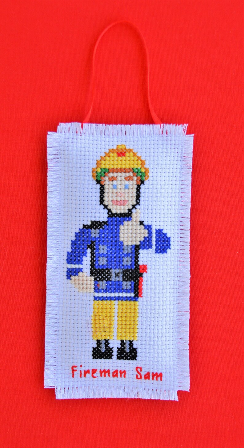 Fireman Sam Christmas Ornament Handmade Cross Stitch Personalized Xmas ...