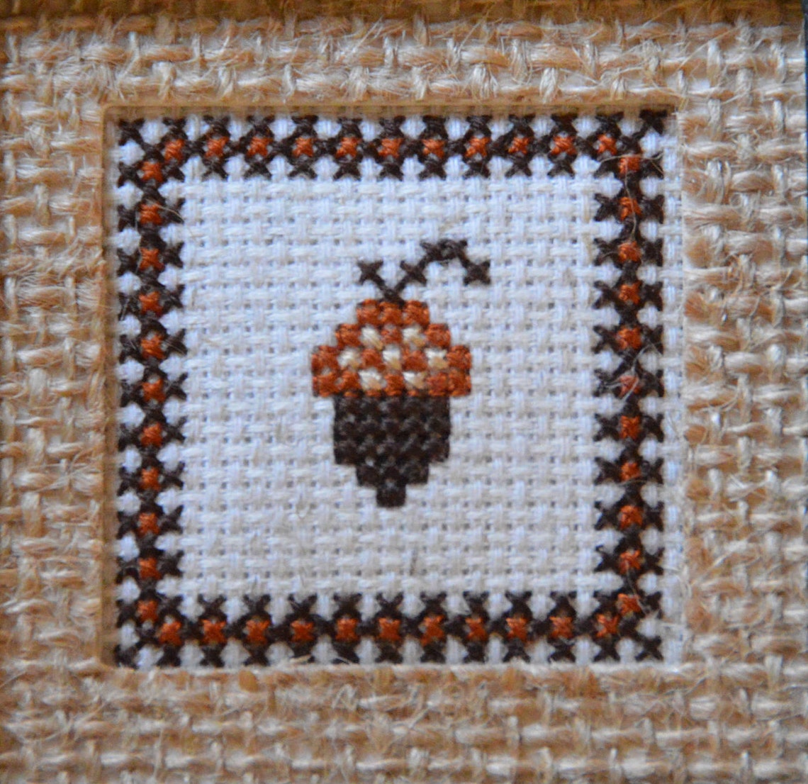 Acorn Cross Stitch Framed | Etsy