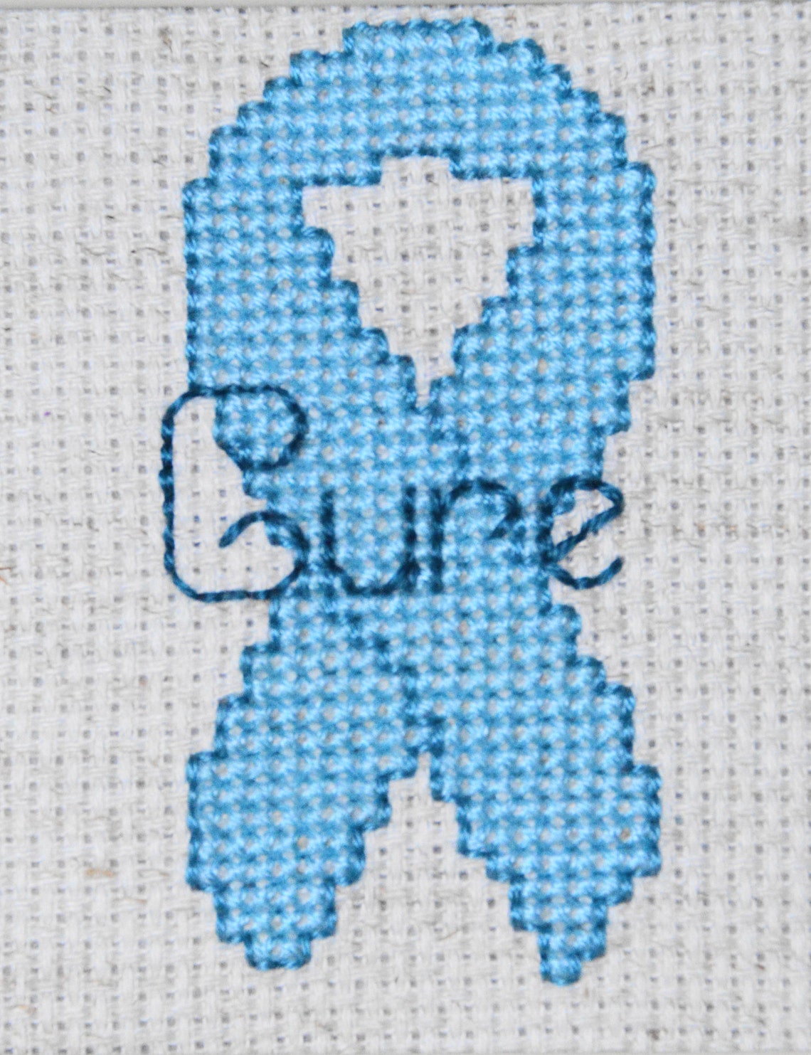Cancer Ribbon Teal Ovarian Cancer Cross Stitch Framed With | Etsy